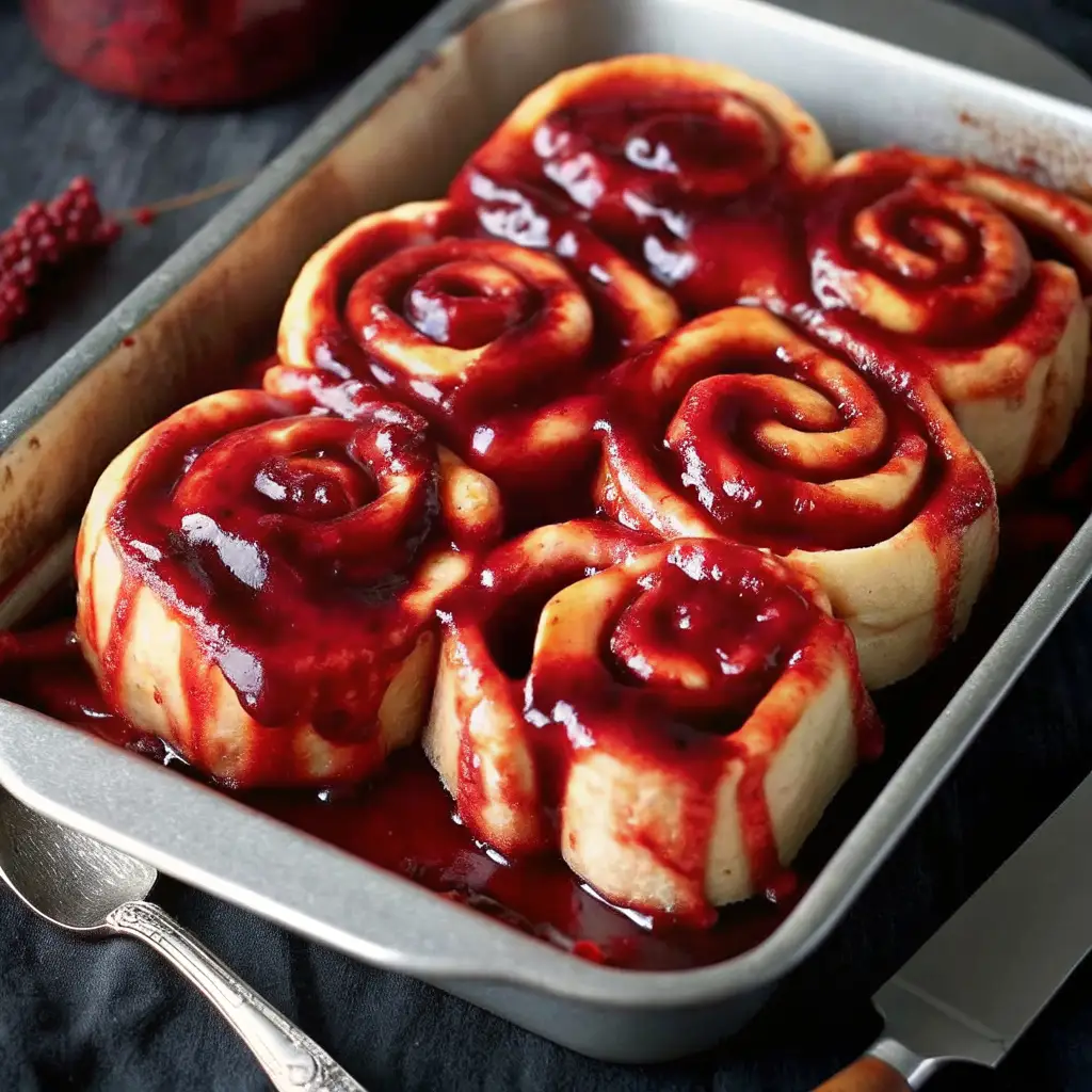 Spooky "Bloody Guts" Halloween Cinnamon Rolls - Epic Dishes