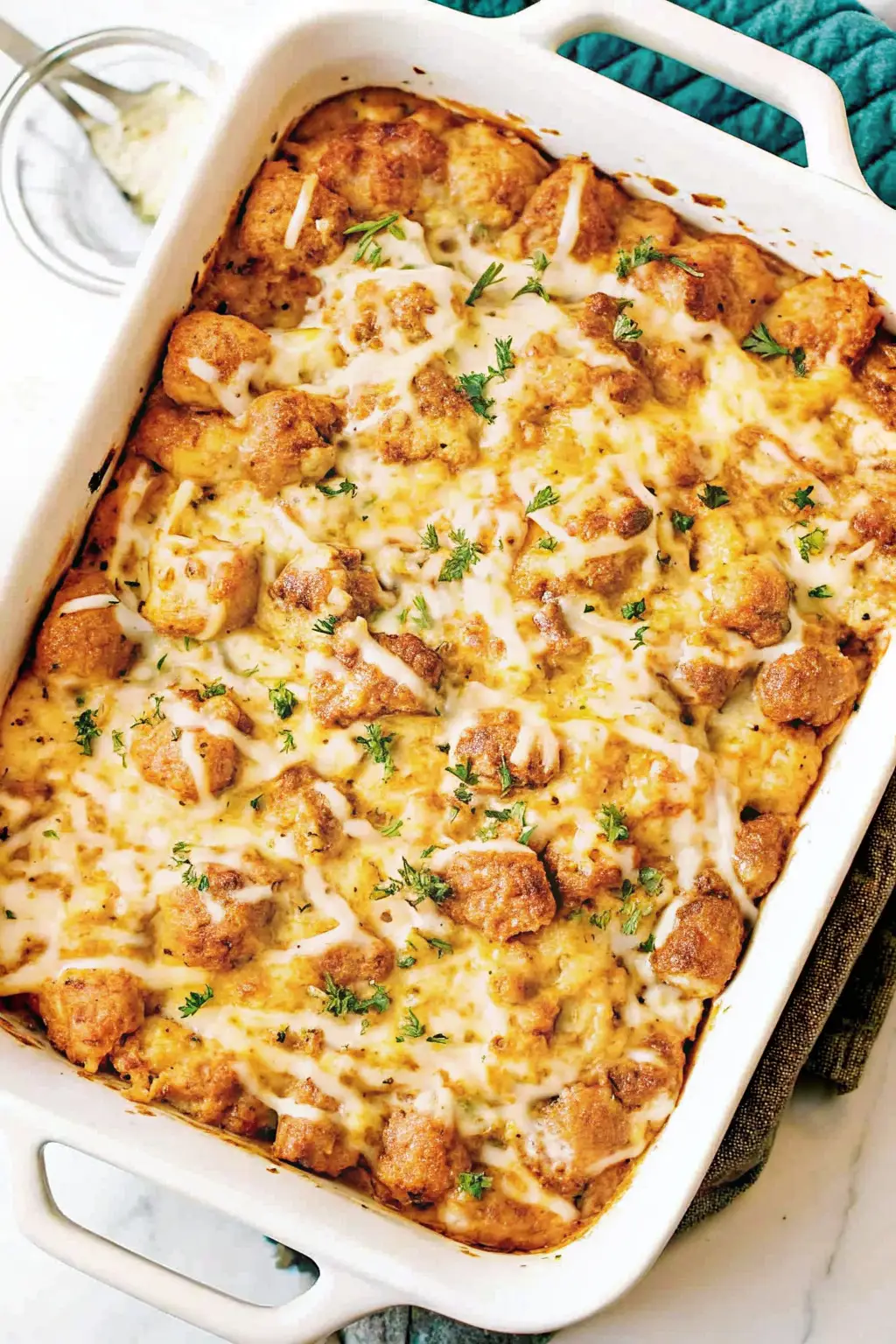 Loaded Tater Tot Breakfast Casserole with Sausage (Overnight & Crispy Top)