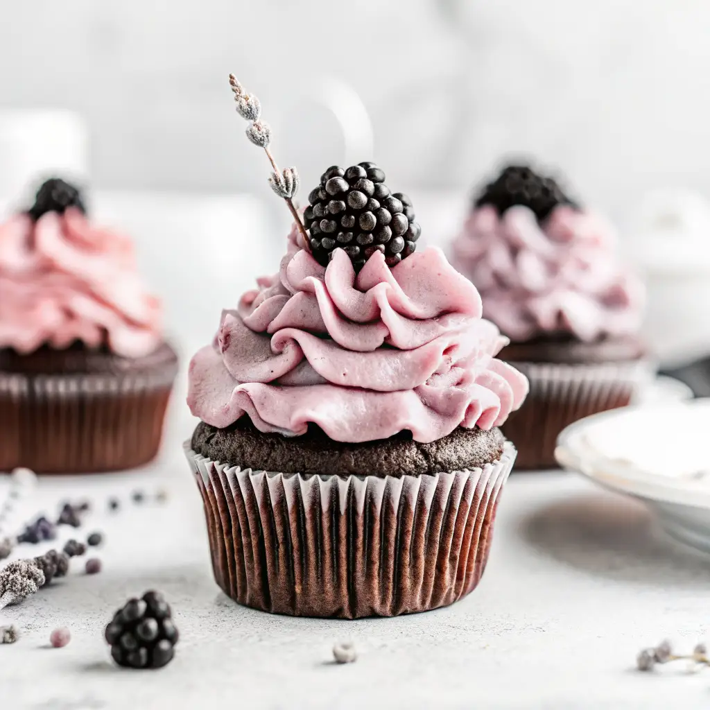 Blackberry Lavender Chocolate Cupcakes - Epic Dishes
