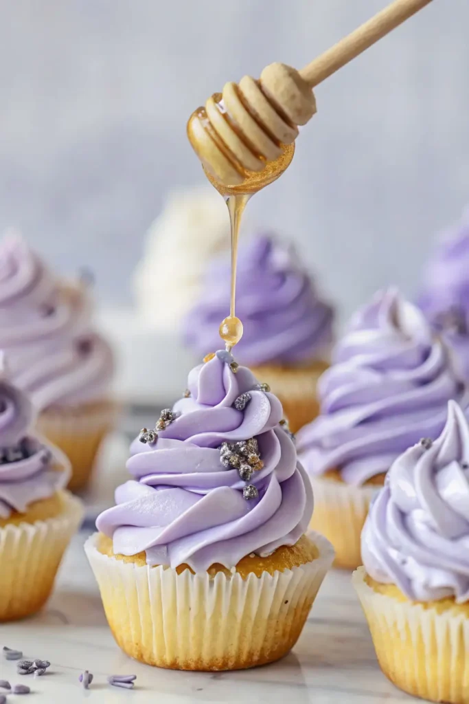 Honey Lavender Cupcakes (Soft Floral Sponge & Honey Buttercream)
